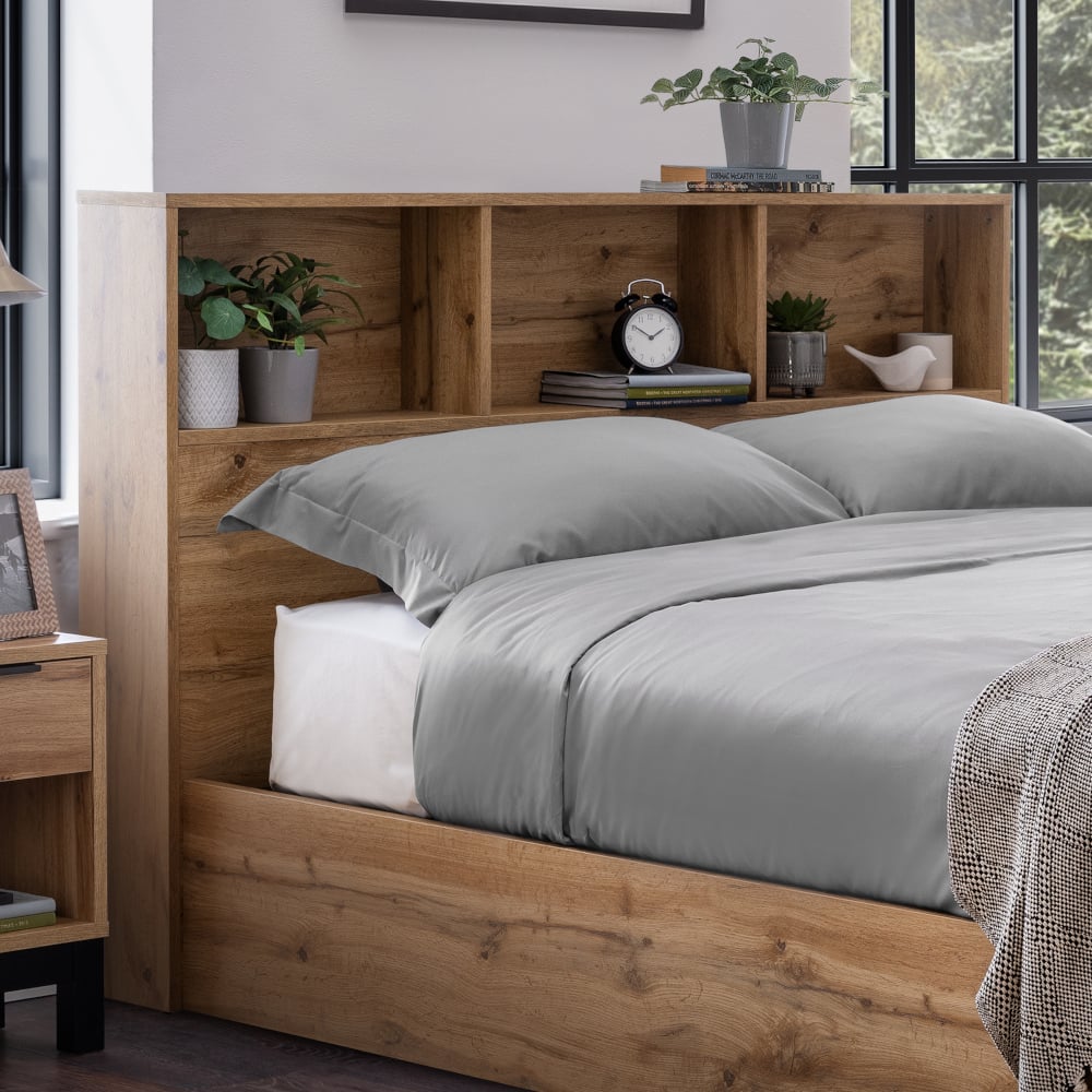 Bali Light Oak Wooden Bookcase Ottoman Storage Bed | Happy Beds