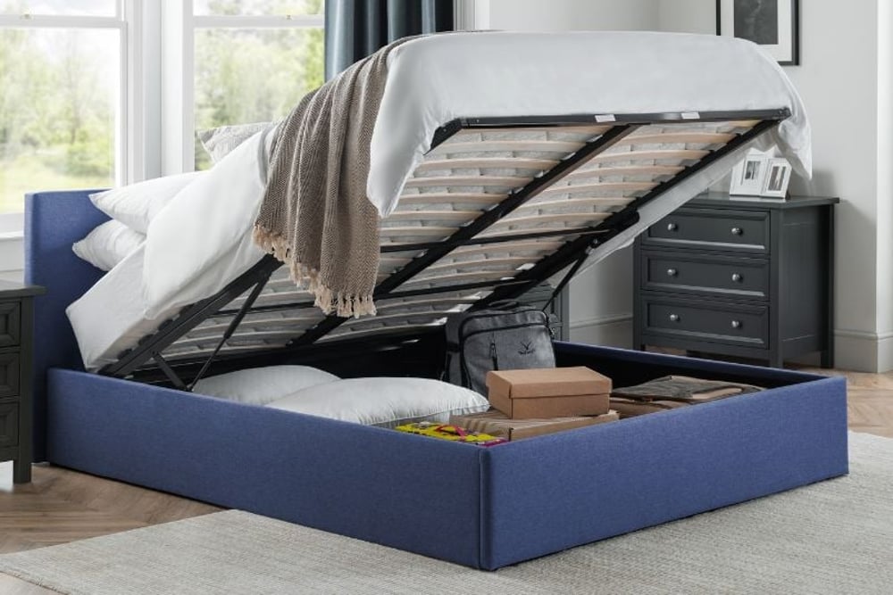 Rialto Dark Blue Fabric Bed | Happy Beds