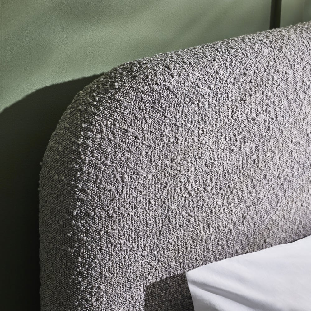 Hannah Grey Boucle Fabric Bed | Happy Beds