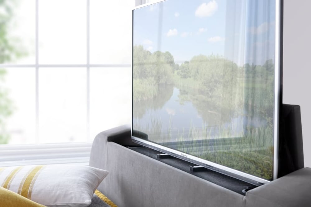 Luther Grey Velvet Ottoman TV Bed | Happy Beds