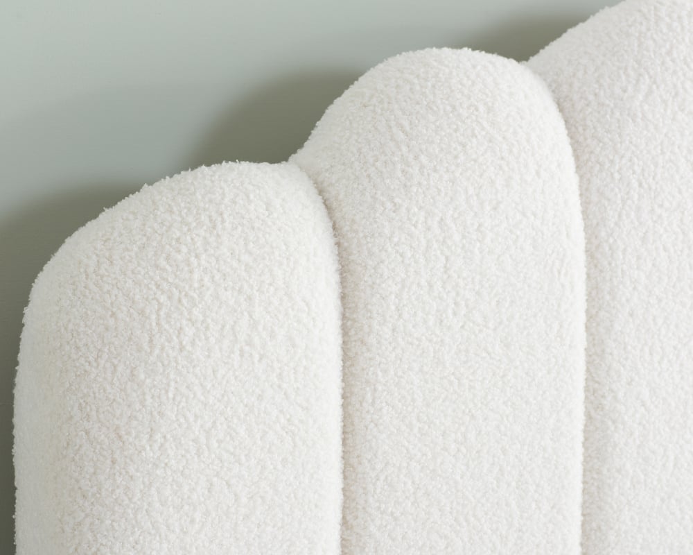 Monaco White Boucle Fabric Ottoman Storage Bed | Happy Beds