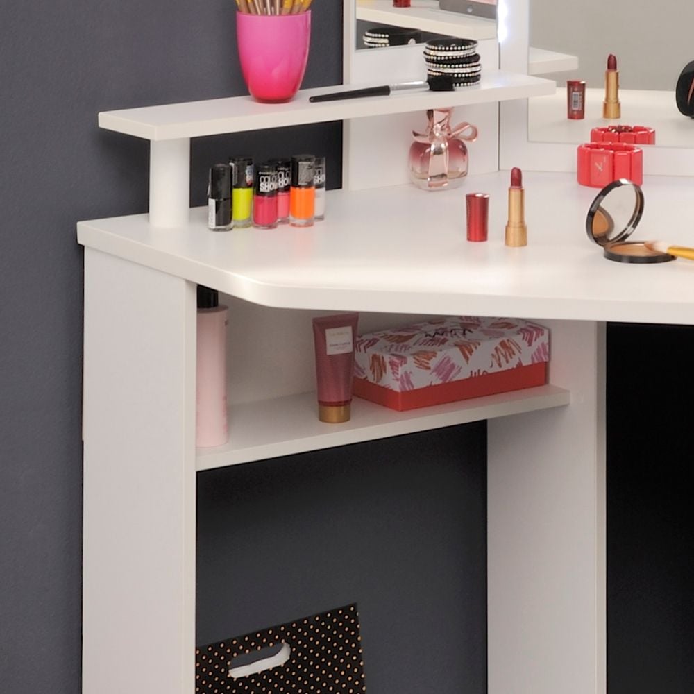 Beauty Bar Corner Dressing Table White