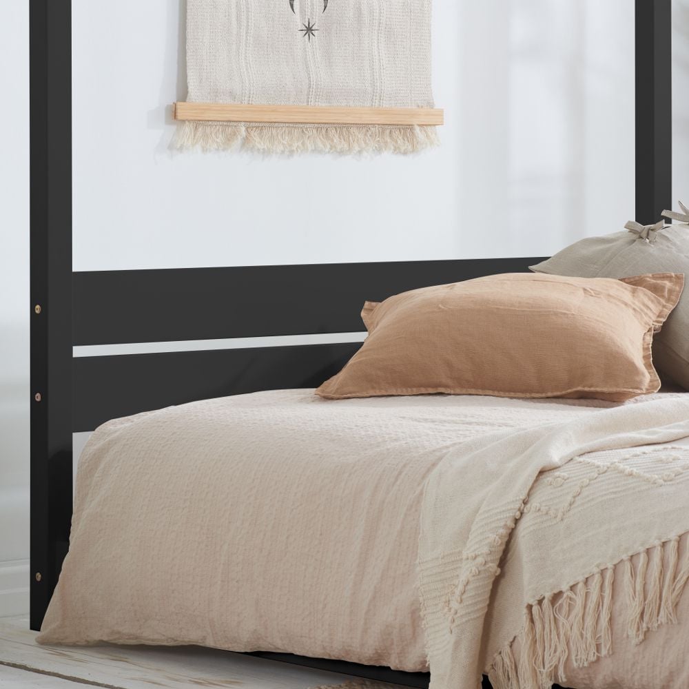 Darwin Black Wooden Poster Bed Frame - 4FT6 Double