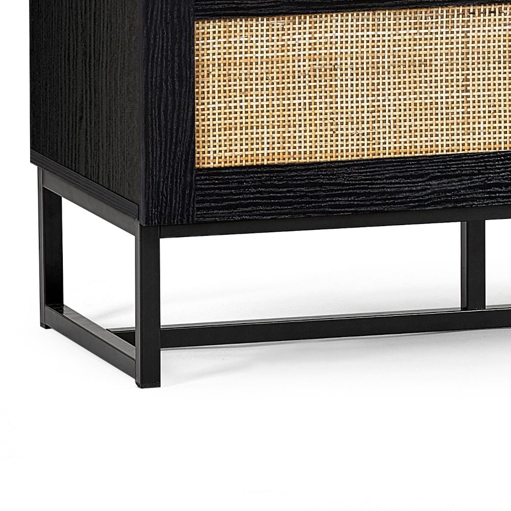 Padstow Black Rattan 3 Drawer Wooden Chest