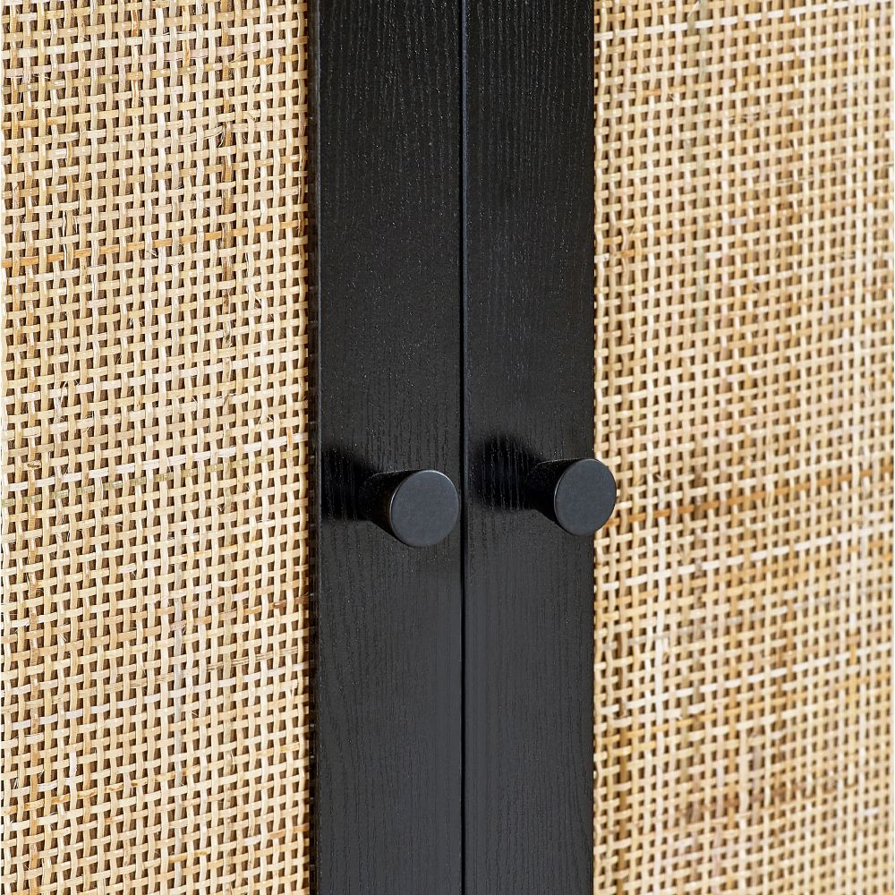 Padstow Black Rattan Wooden Wardrobe