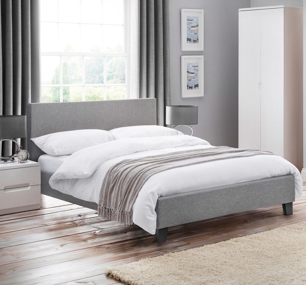 Rialto Light Grey Fabric Bed Frame - 4ft6 Double