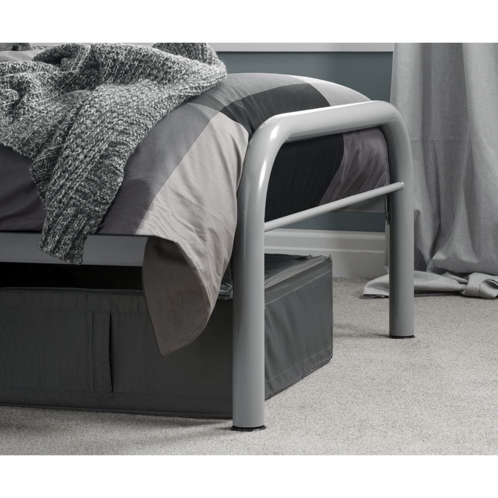 Solo Silver Finish Metal Bed Frame - 3ft Single