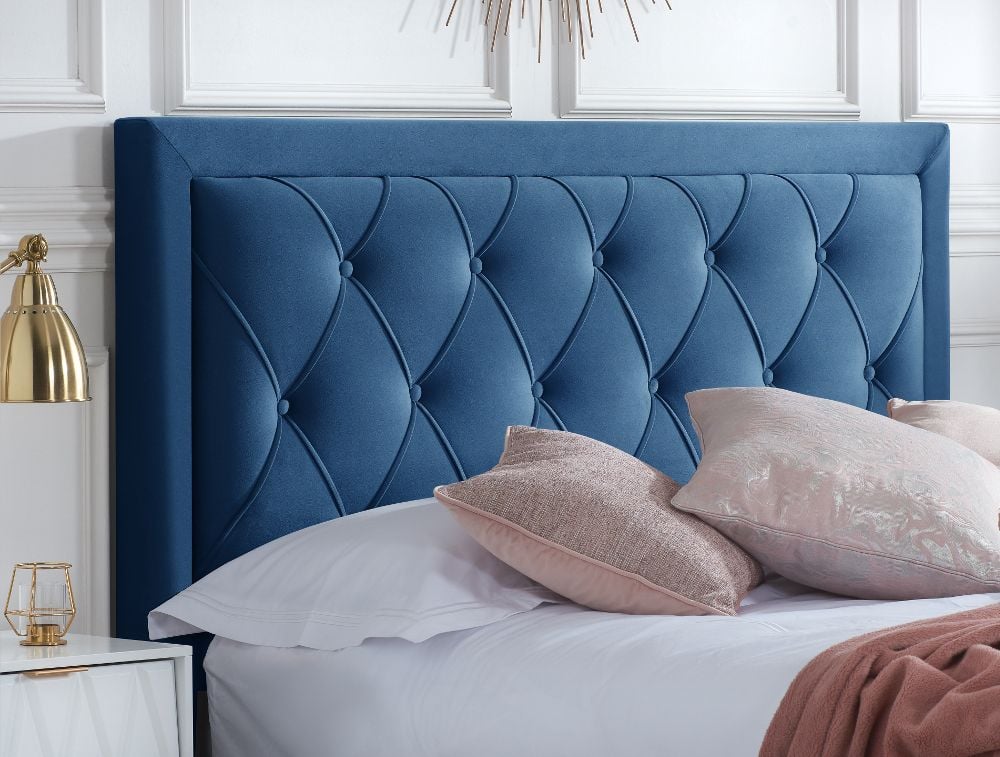 Woodbury Blue Velvet Fabric 4 Drawer Storage Bed