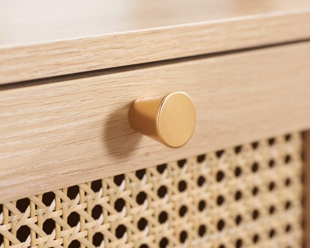 Croxley Oak 7 Drawer Rattan Chest of Drawers | Happy Beds