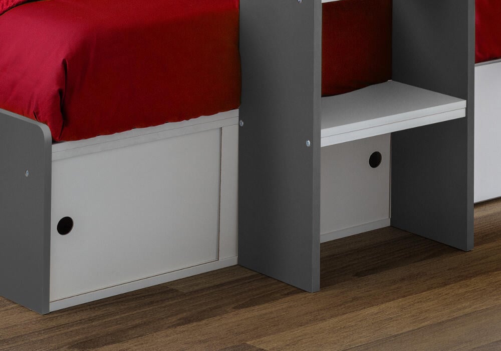 Eclipse Grey and White Wooden Storage Bunk Bed