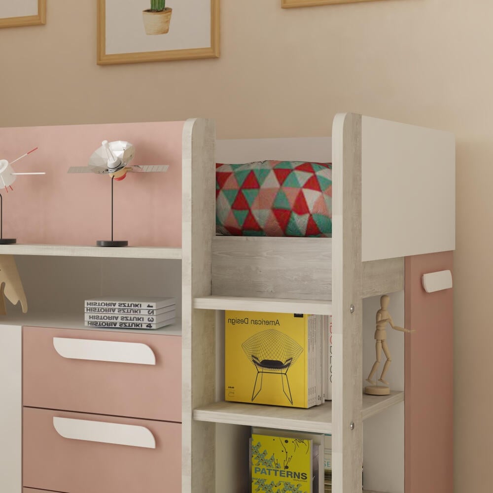 Girona Pink and Oak Mid Sleeper | Happy Beds