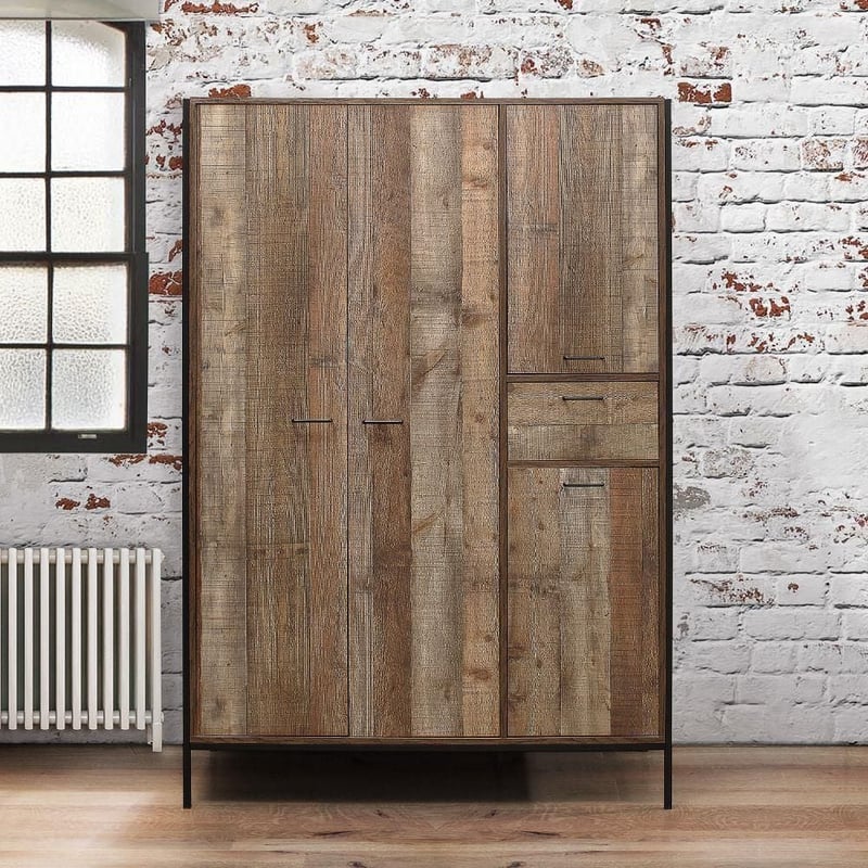 Urban Rustic 4 Door Wardrobe | Furniture | Happy Beds