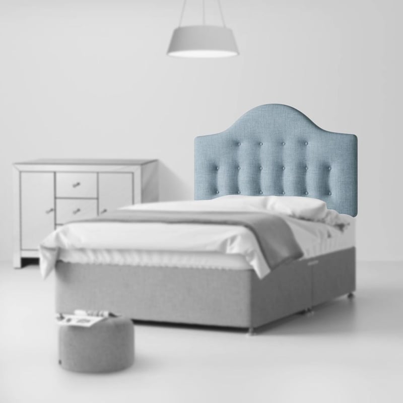 Victor Buttoned Duck Egg Blue Fabric Headboard | Happy Beds