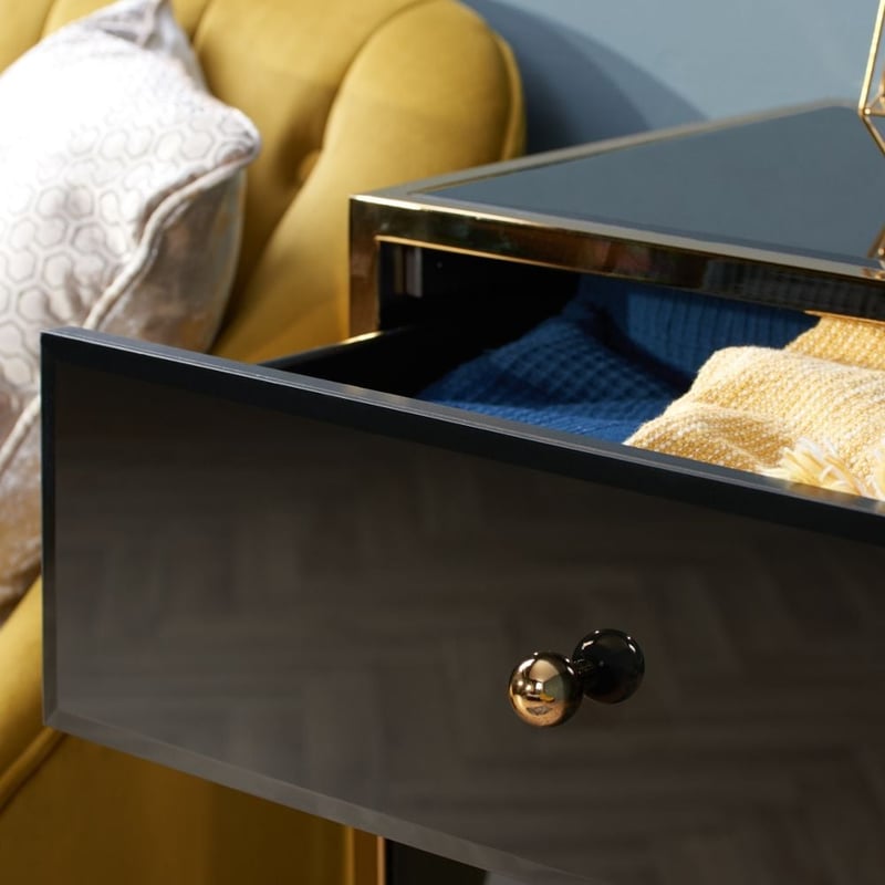 Fenwick Black and Gold 6 Drawer Chest | Happy Beds