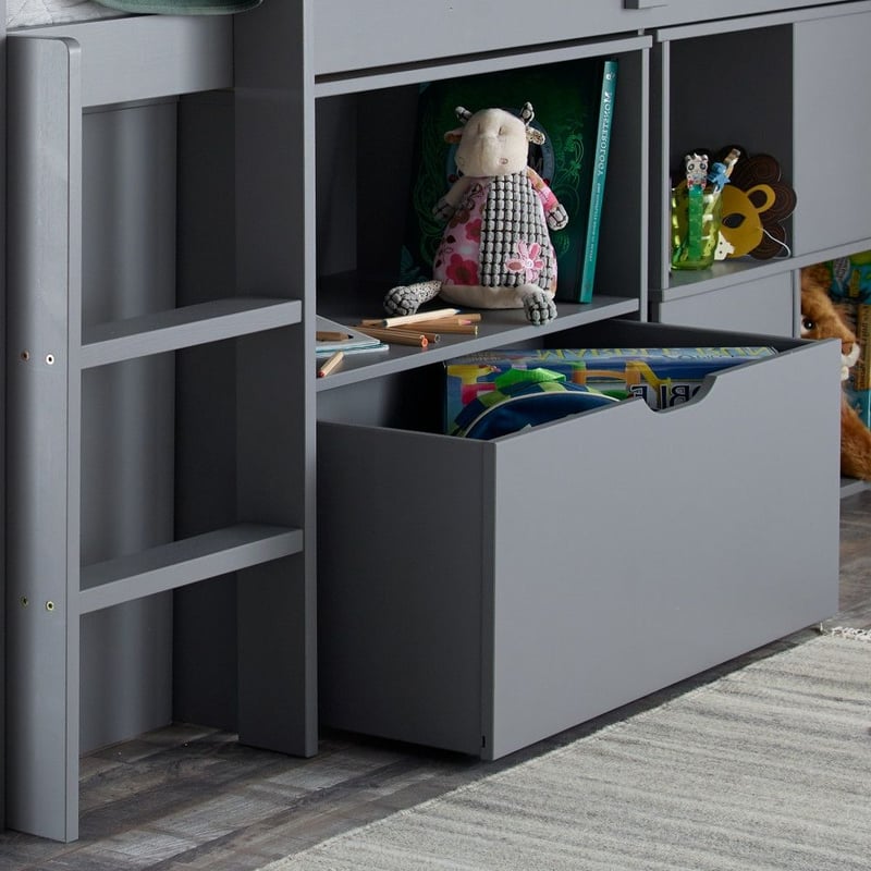 Milo Grey Wooden Mid Sleeper Kids Bed