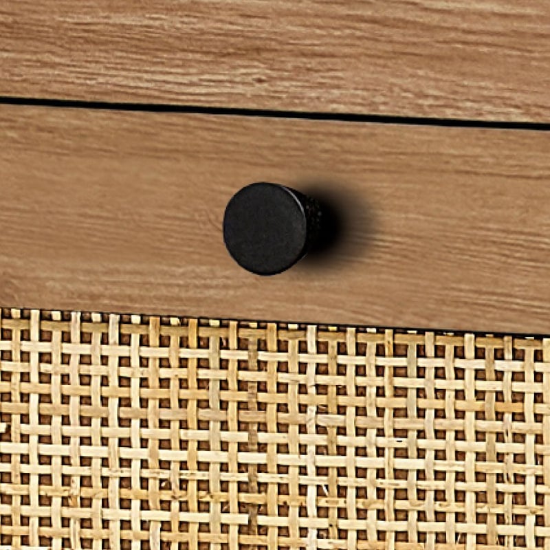 Padstow Oak Rattan 6 Drawer Wooden Chest | Happy Beds