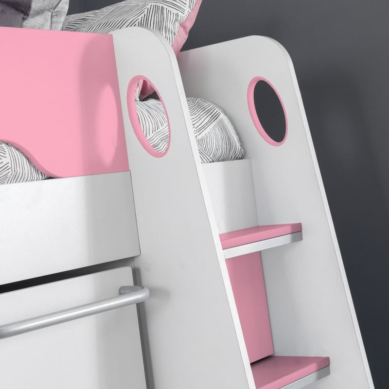 Pegasus Pink and White Wooden High Sleeper | Happy Beds