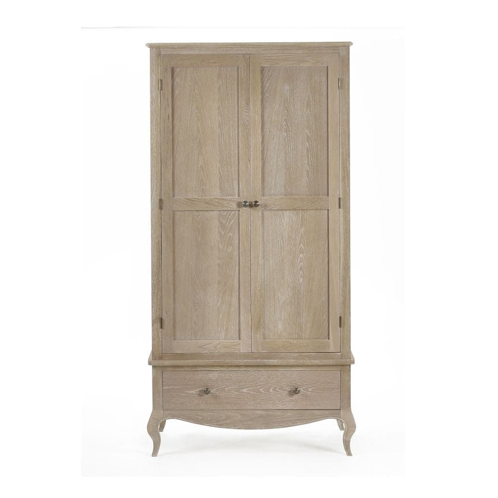 Camille Oak 2-Door Wooden Combination Wardrobe | Happy Beds