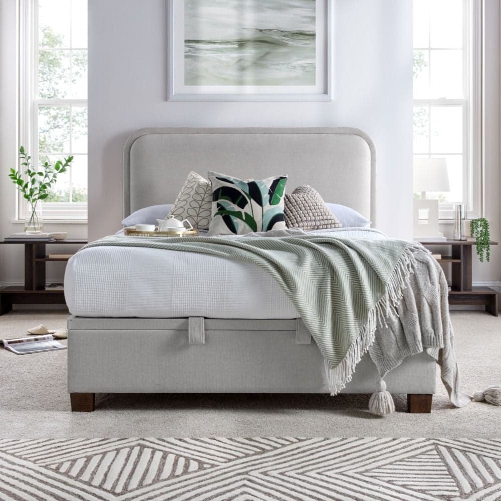 Clifton Stone Grey Fabric Ottoman Bed | Happy Beds