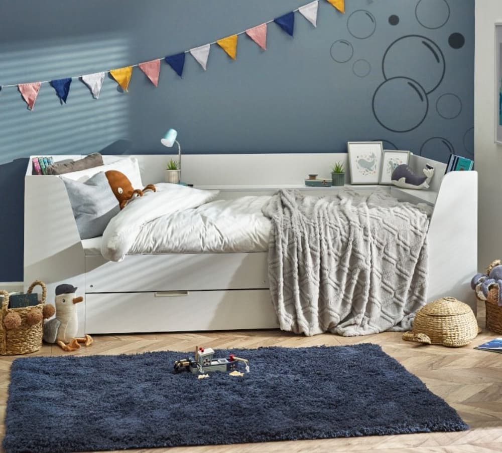 Cyclone White Wooden Storage Day Bed | Happy Beds