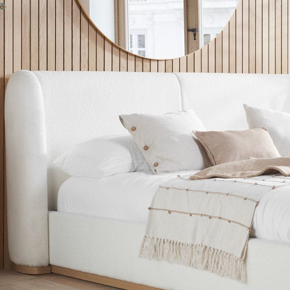 Eden White Boucle Fabric Bed | Happy Beds