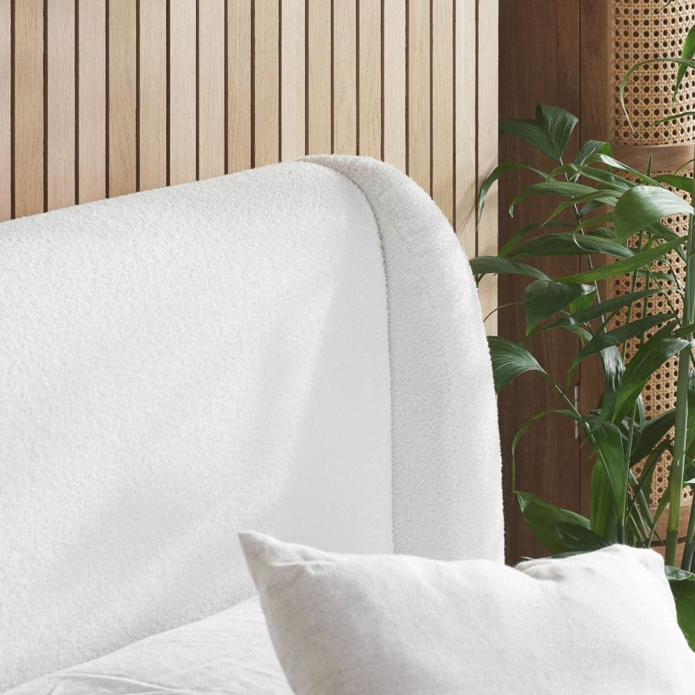Eden White Boucle Fabric Bed | Happy Beds