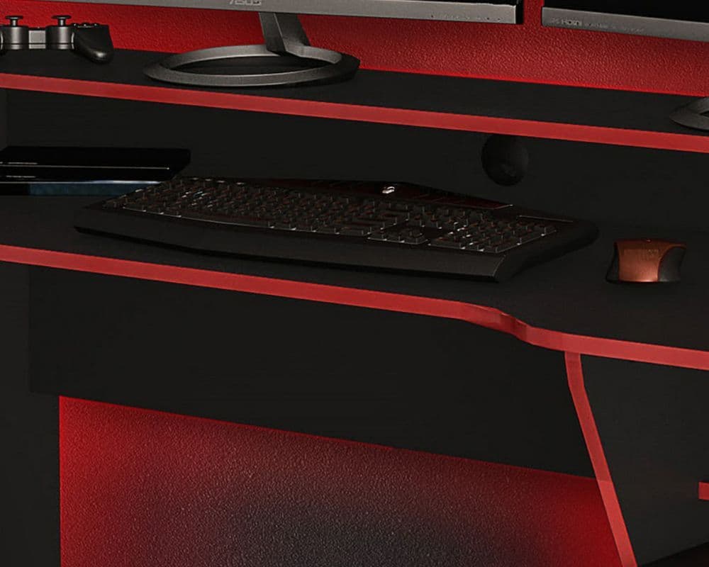 Enzo Black and Red Wooden Gaming Desk | Happy Beds
