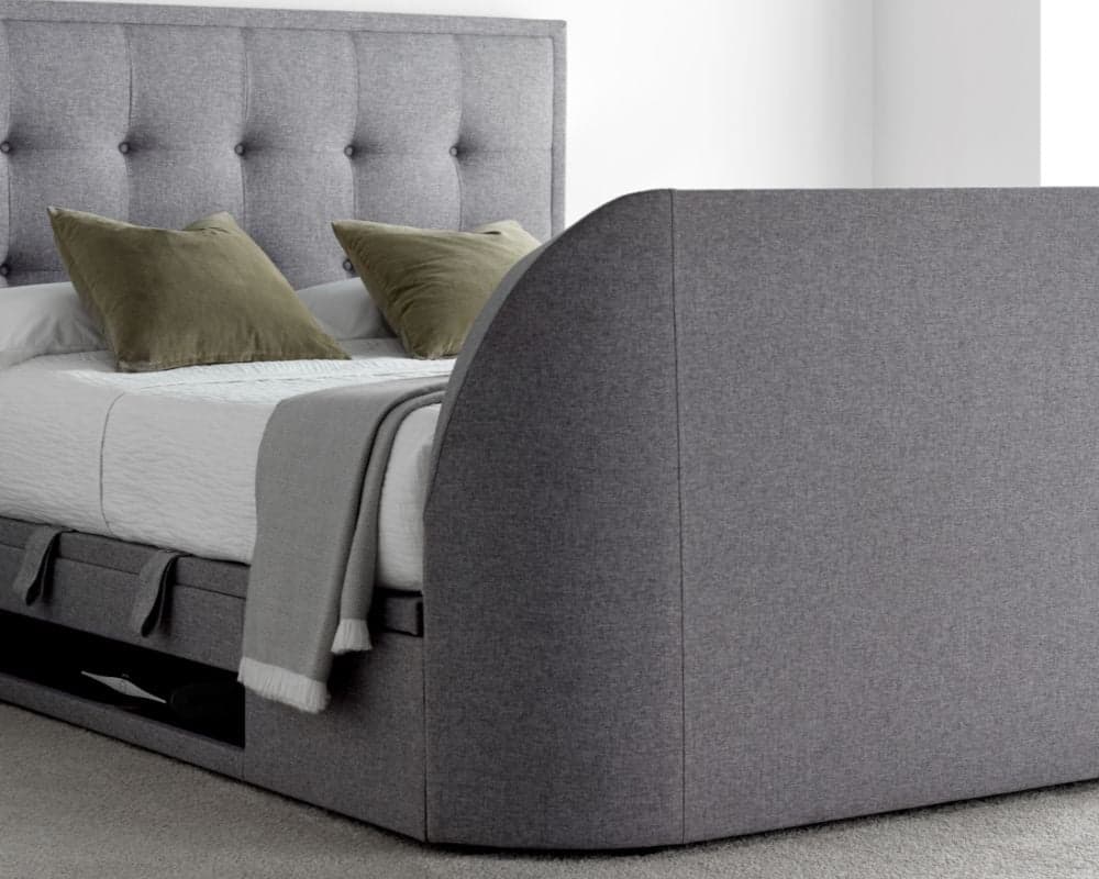 Falstone Light Grey Fabric Ottoman TV Bed | Happy Beds