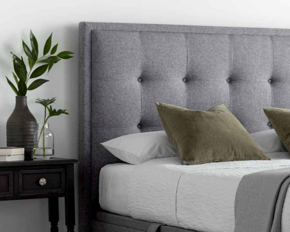 Falstone Light Grey Fabric Ottoman TV Bed | Happy Beds