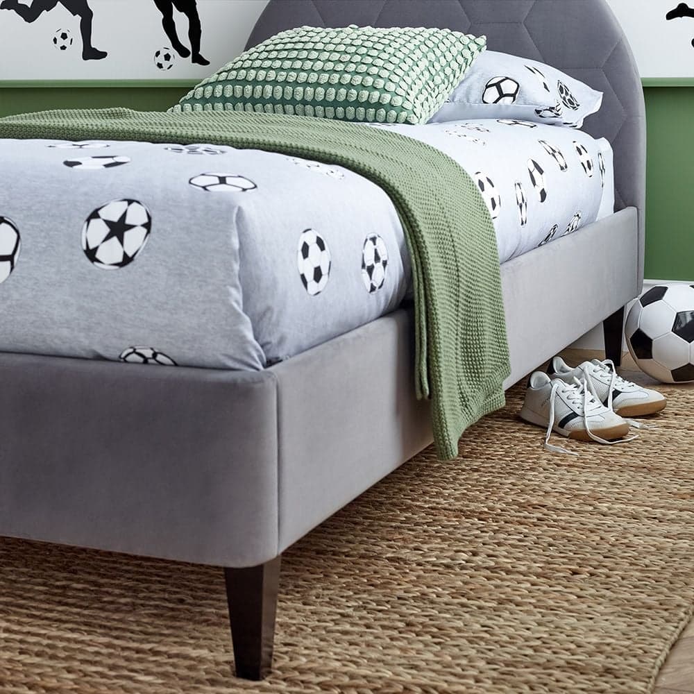 Football Grey Velvet Kids Bed | Happy Beds