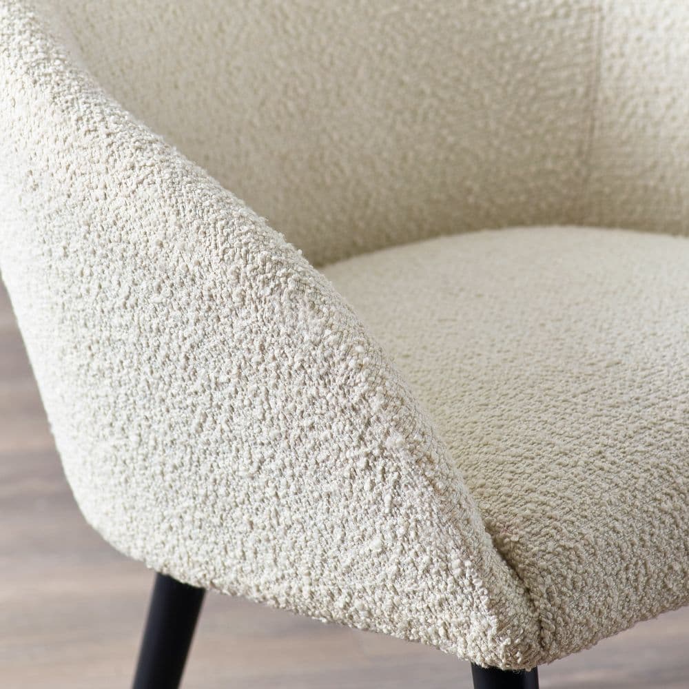 Amari Ivory Boucle Accent Chair | Happy Beds