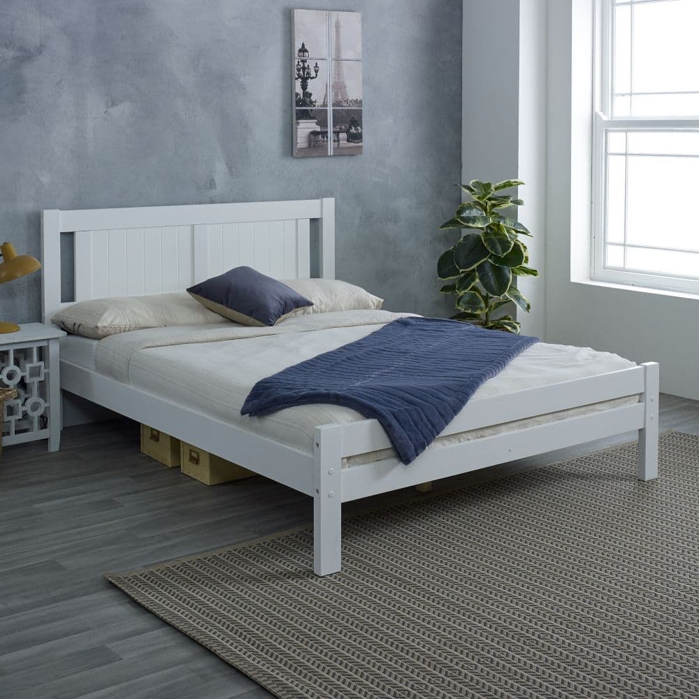 Glory White Wooden Bed Frame | Happy Beds