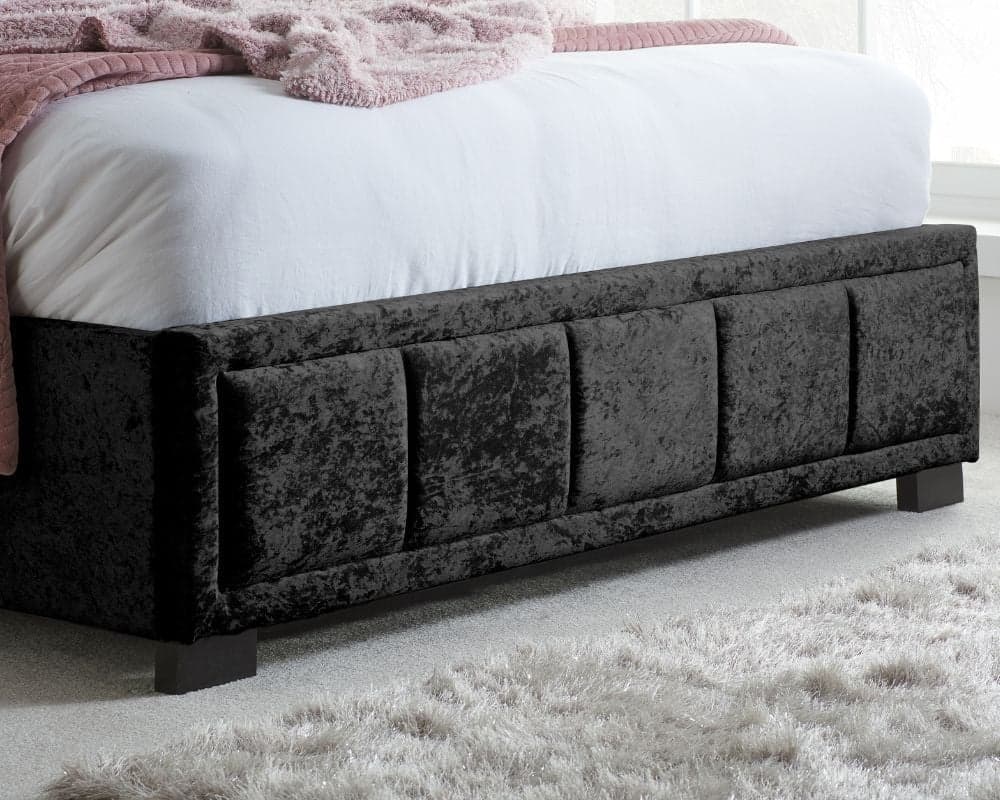 Hannover Black Velvet Fabric Bed | Happy Beds