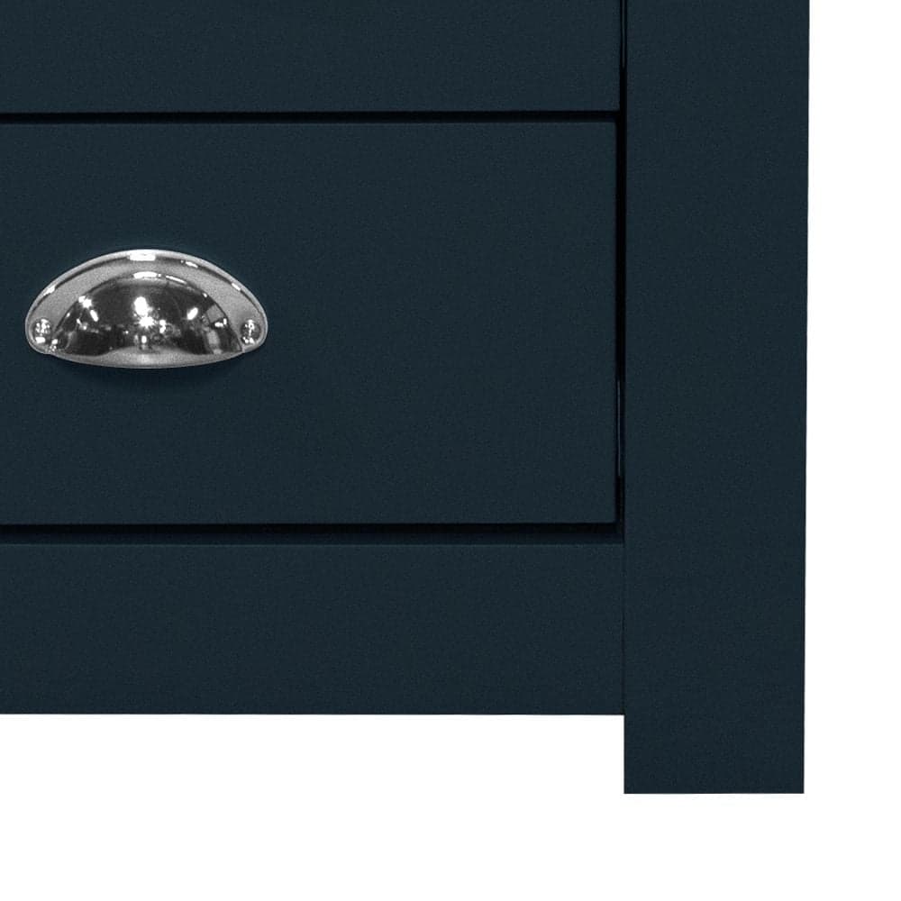 Highgate Navy Blue/Oak 2 Drawer Bedside Table | Happy Beds