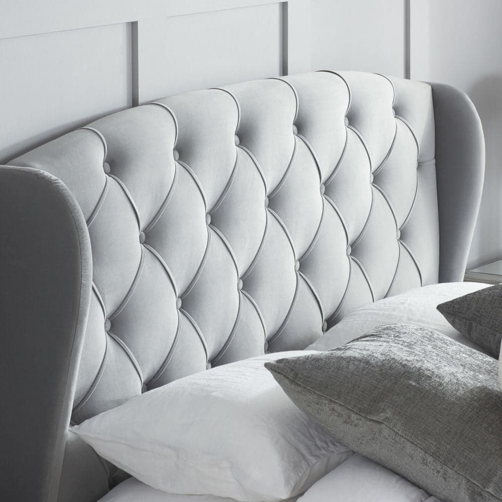 Hope Grey Velvet 4 Drawer Winged Storage Bed | Happy Beds