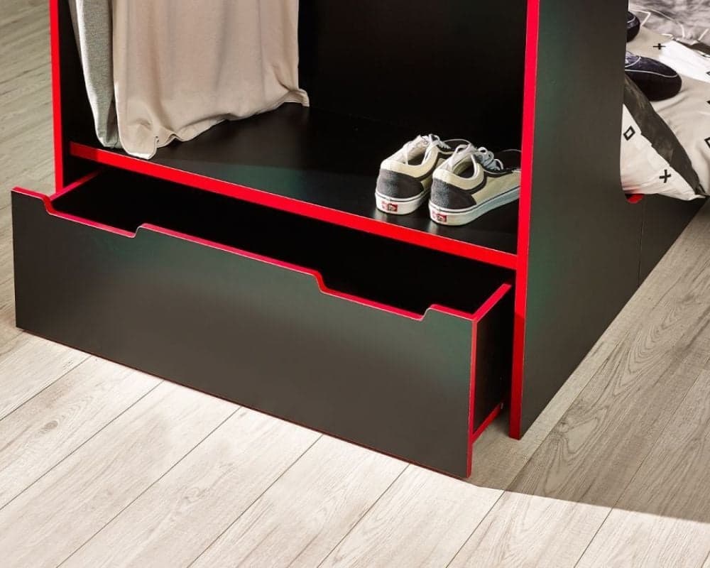 Impact Black and Red Wooden Gaming Bunk Bed | Happy Beds