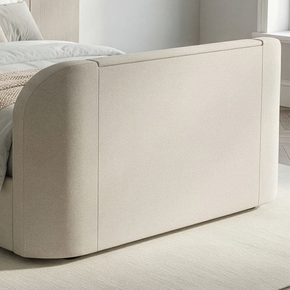 Kira White Fabric 2 Drawer Storage TV Bed | Happy Beds