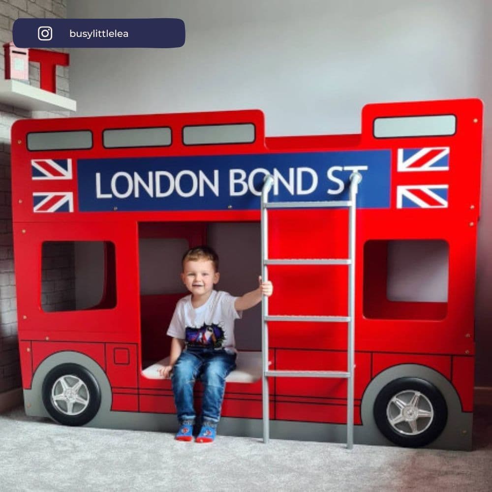 London Bus Red Wooden Kids Theme Bunk Bed | Happy Beds