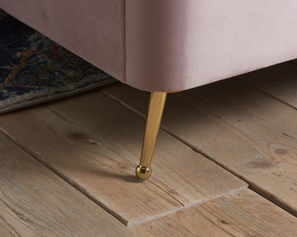 Lottie Pink Velvet Winged Ottoman Storage Bed | Happy Beds