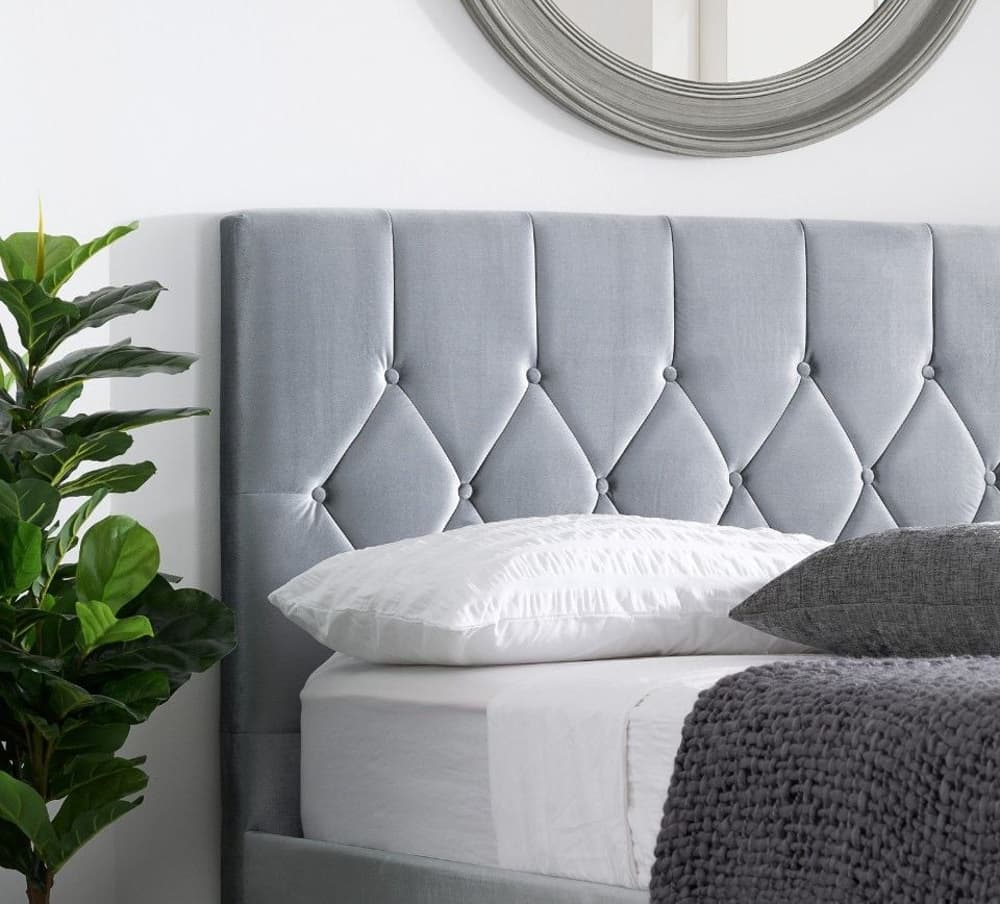 Loxley Grey Velvet Bed | Beds | Happy Beds
