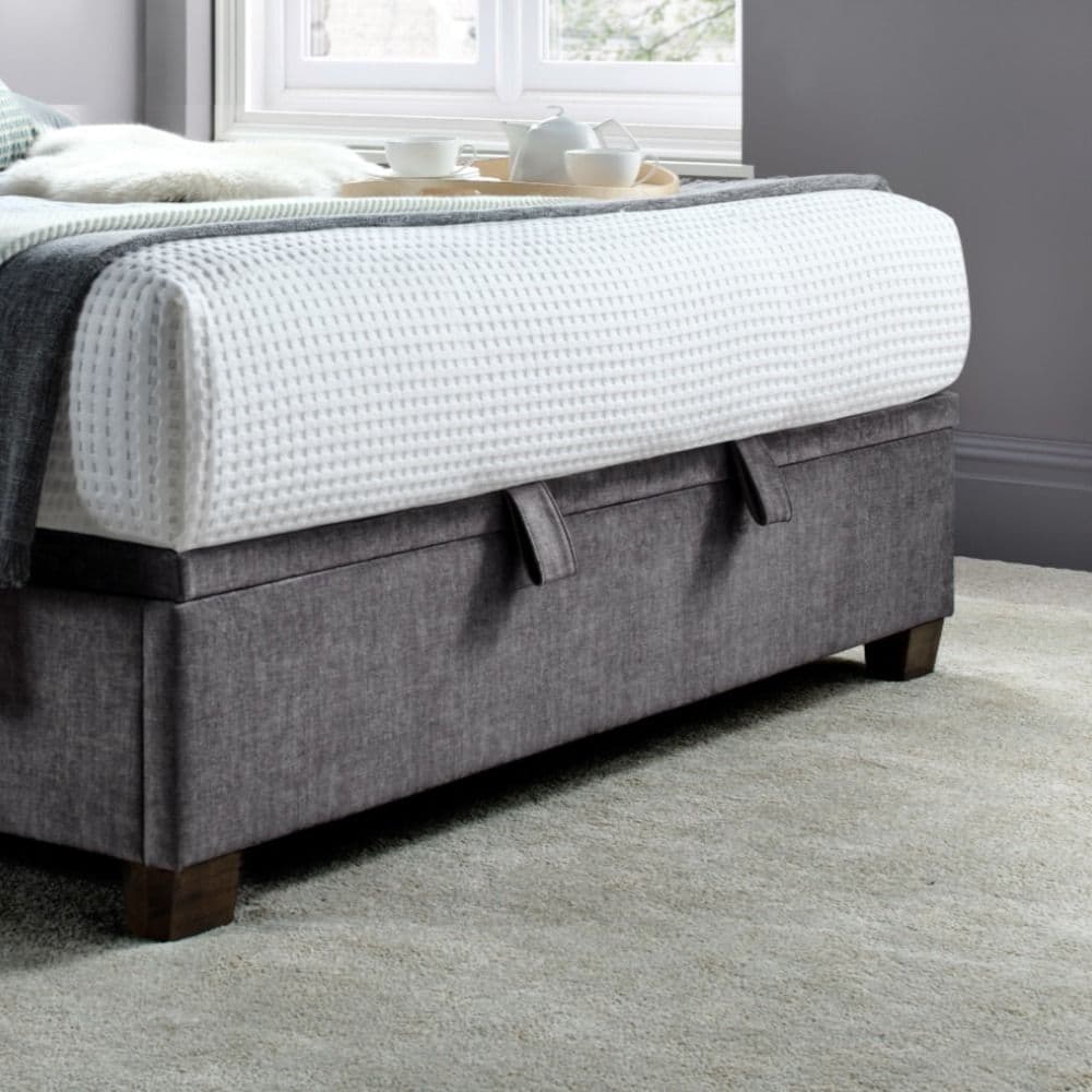 Newton Dark Grey Velvet Ottoman Bed | Happy Beds