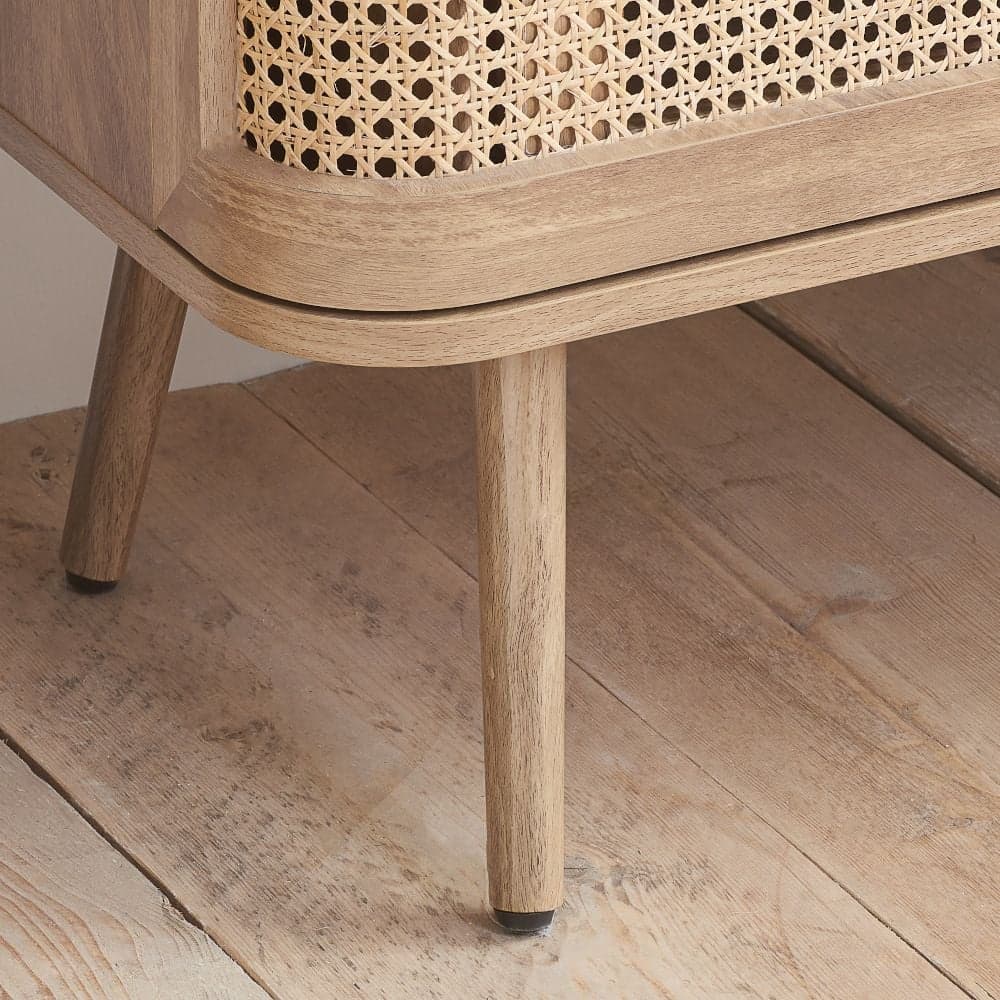 Noah Oak 5 Drawer Rattan Chest of Drawers | Happy Beds