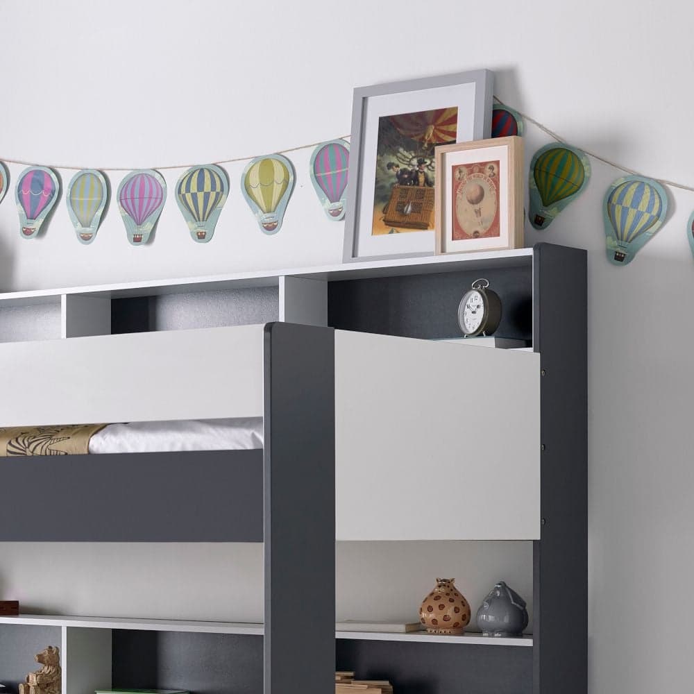 Oliver Grey and White Wooden Storage Bunk Bed | Happy Beds