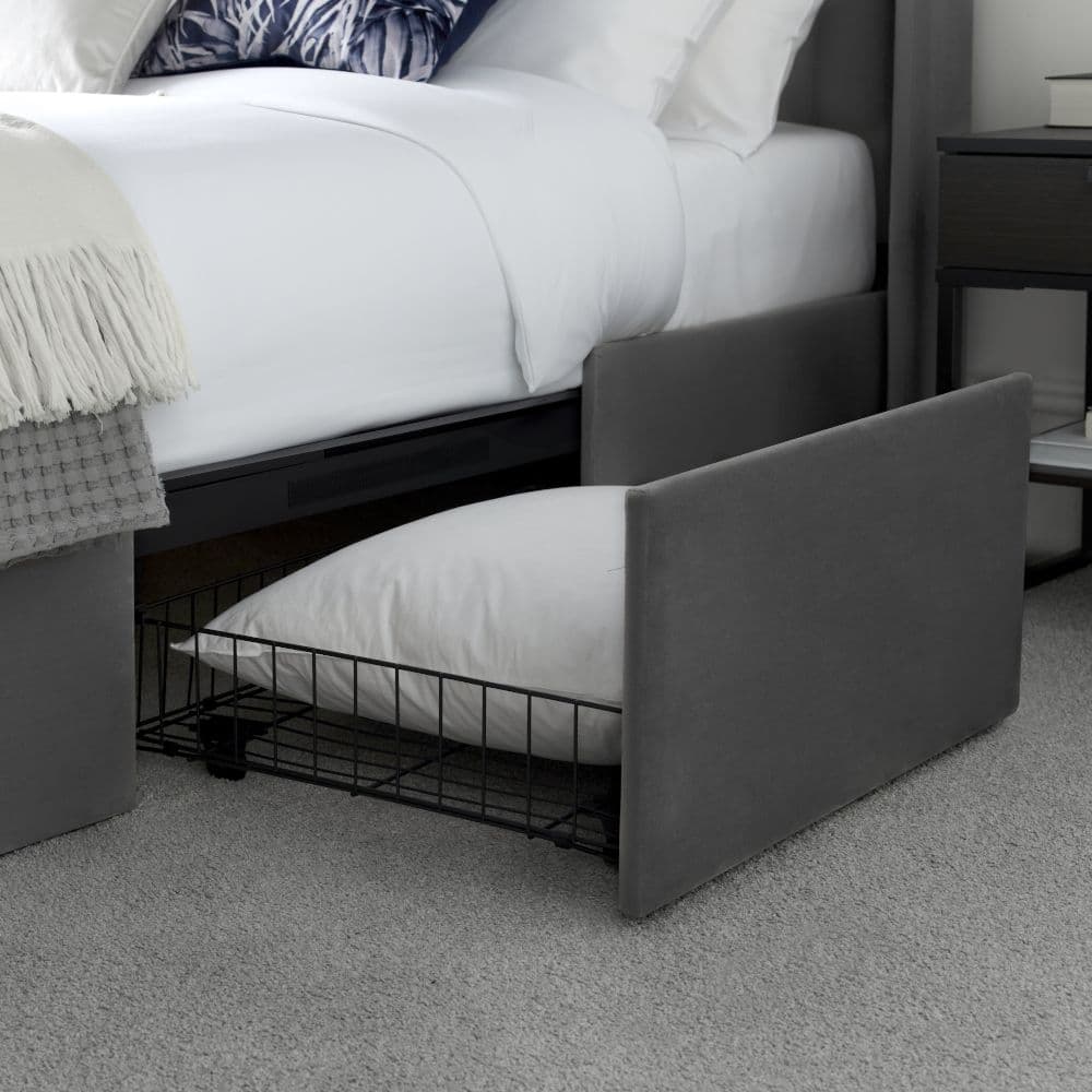 Reid Grey Velvet 4 Drawer Storage Bed | Happy Beds