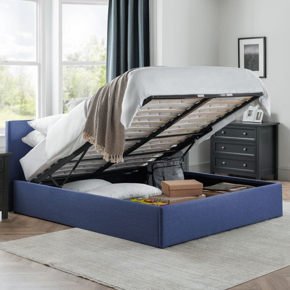 Rialto Dark Blue Fabric Bed | Happy Beds