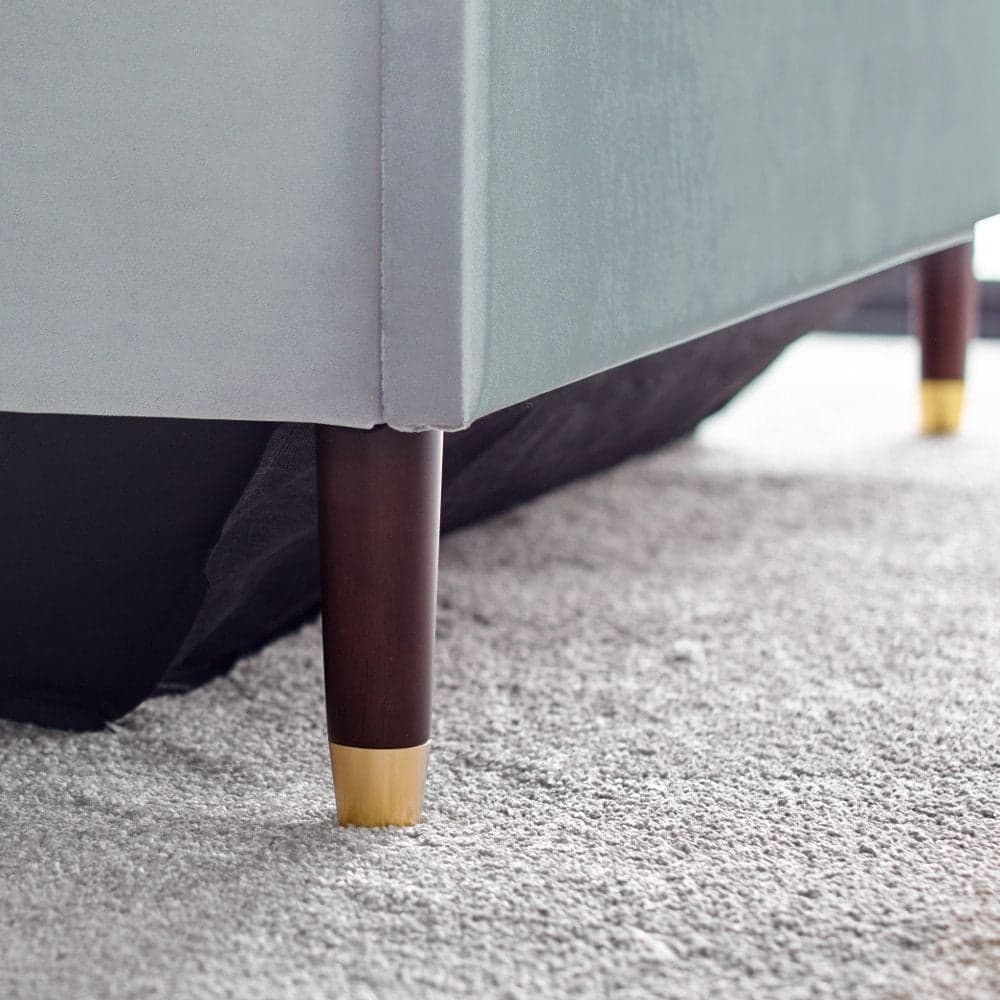 Sandy Blue Velvet Ottoman Storage Bed | Happy Beds