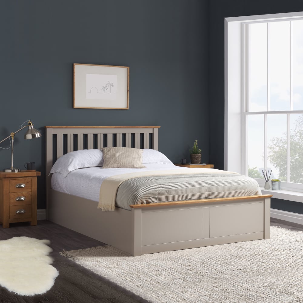 Phoenix stone grey wooden ottoman storage bed store